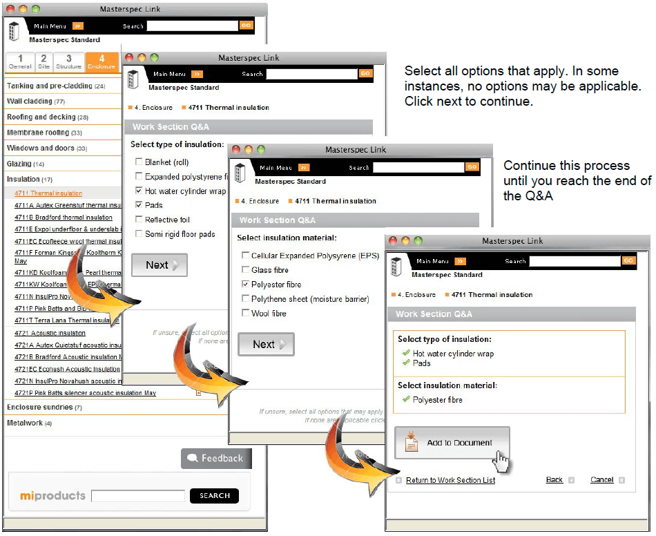 Adding Sections with the Q&A - Masterspec